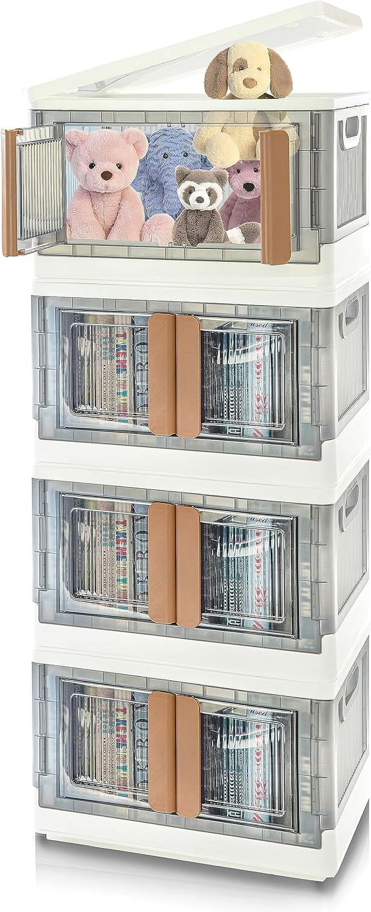 AVUX 8.5 Gallon White Stackable Storage Bin with Front Open Doors and ...