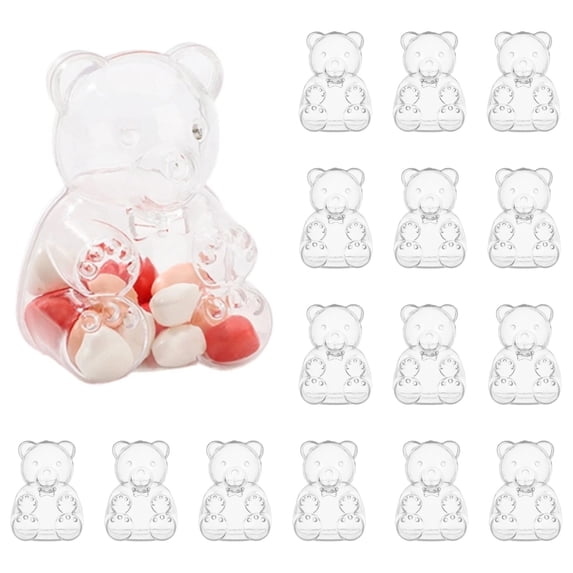 AVYERVO 12-Pack Gummy Bear Container, Clear Bear-Shaped Reusable Clear ...