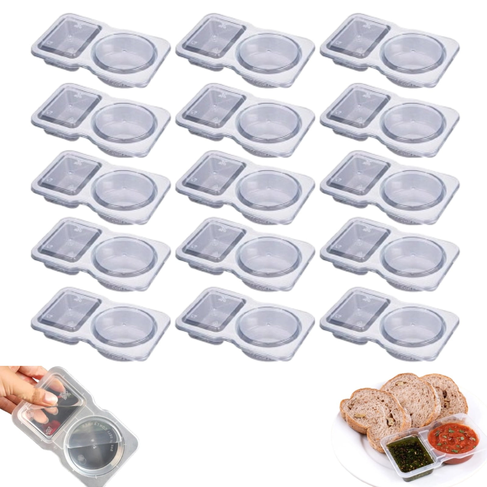 AVYERVO 15 PCS Condiment Container with Lid, Disposable Double ...