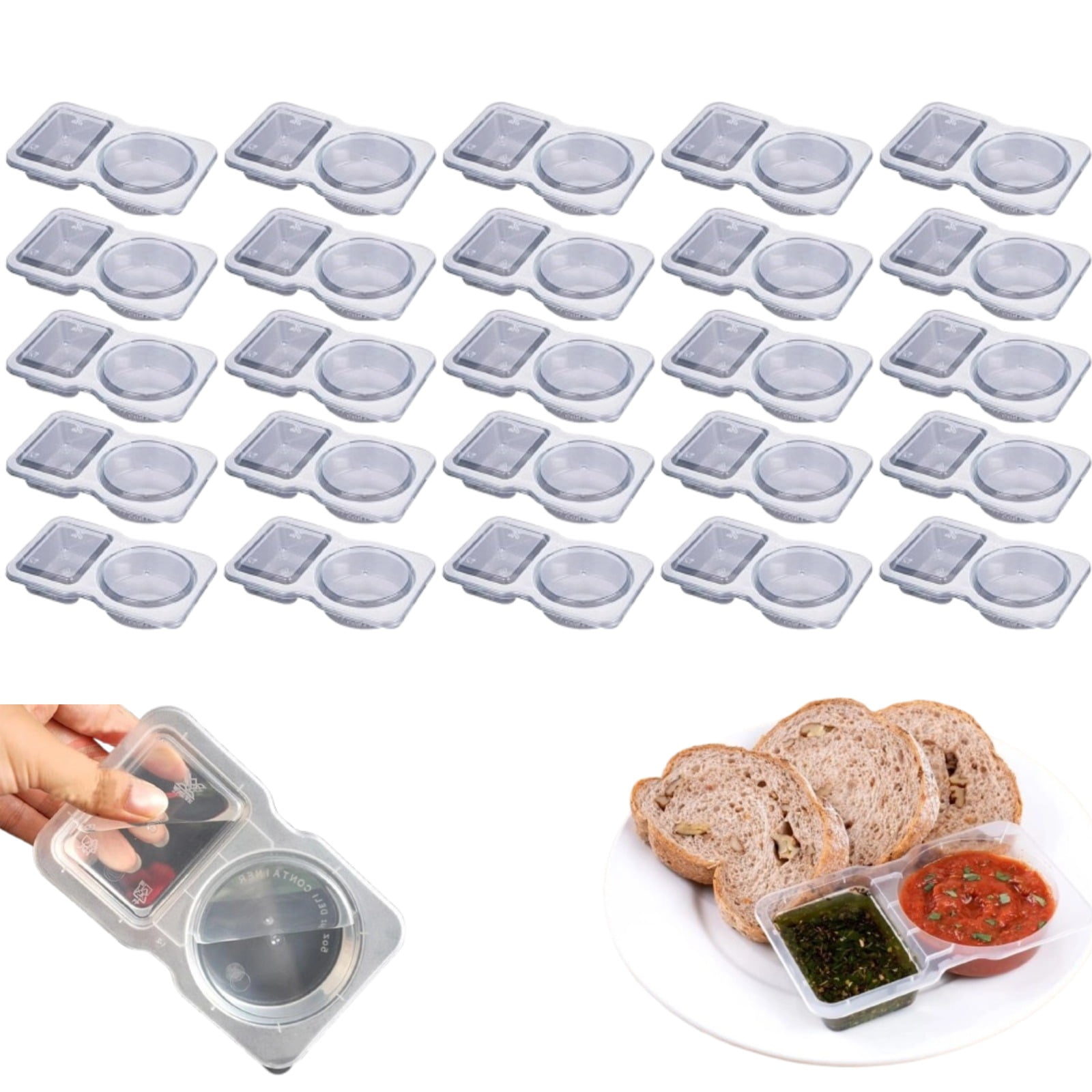 AVYERVO 5/15/25Pcs Double Compartment Condiment Container with Lid ...