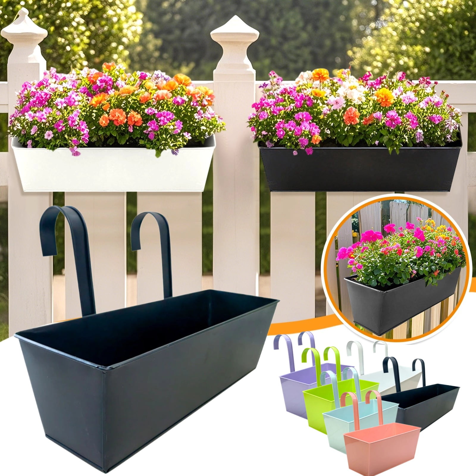 AVYERVO Black Hanging Planters Hanging Flower Pots Metal Iron with ...