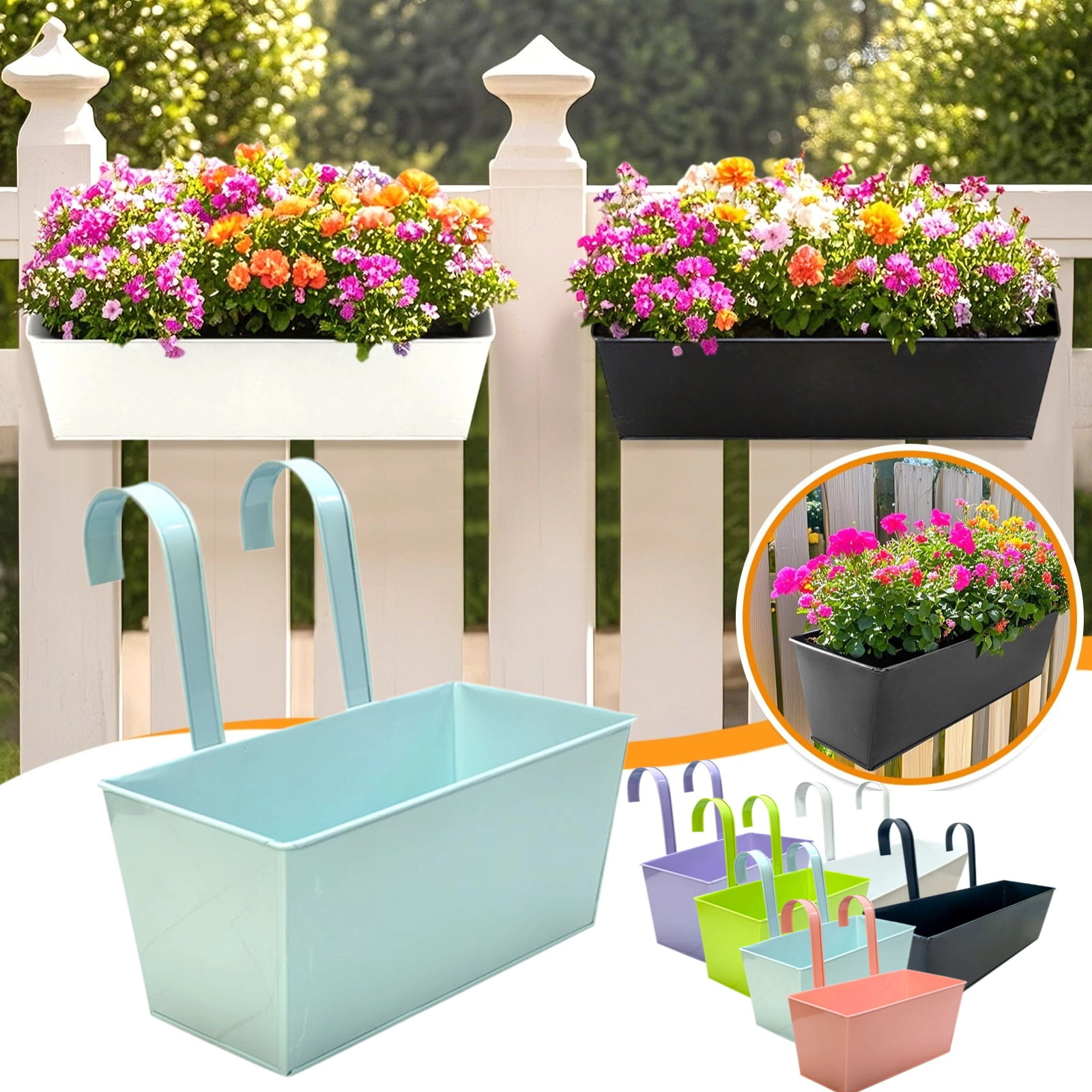 AVYERVO Blue Hanging Planters Hanging Flower Pots Metal Iron with ...