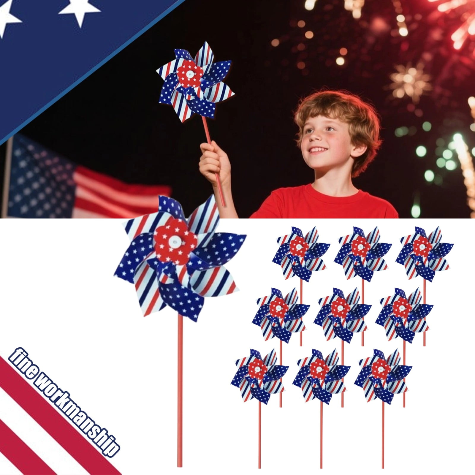 AVYERVO Heavy Duty Patriotic Pinwheels (10 Pack) - American Flag ...