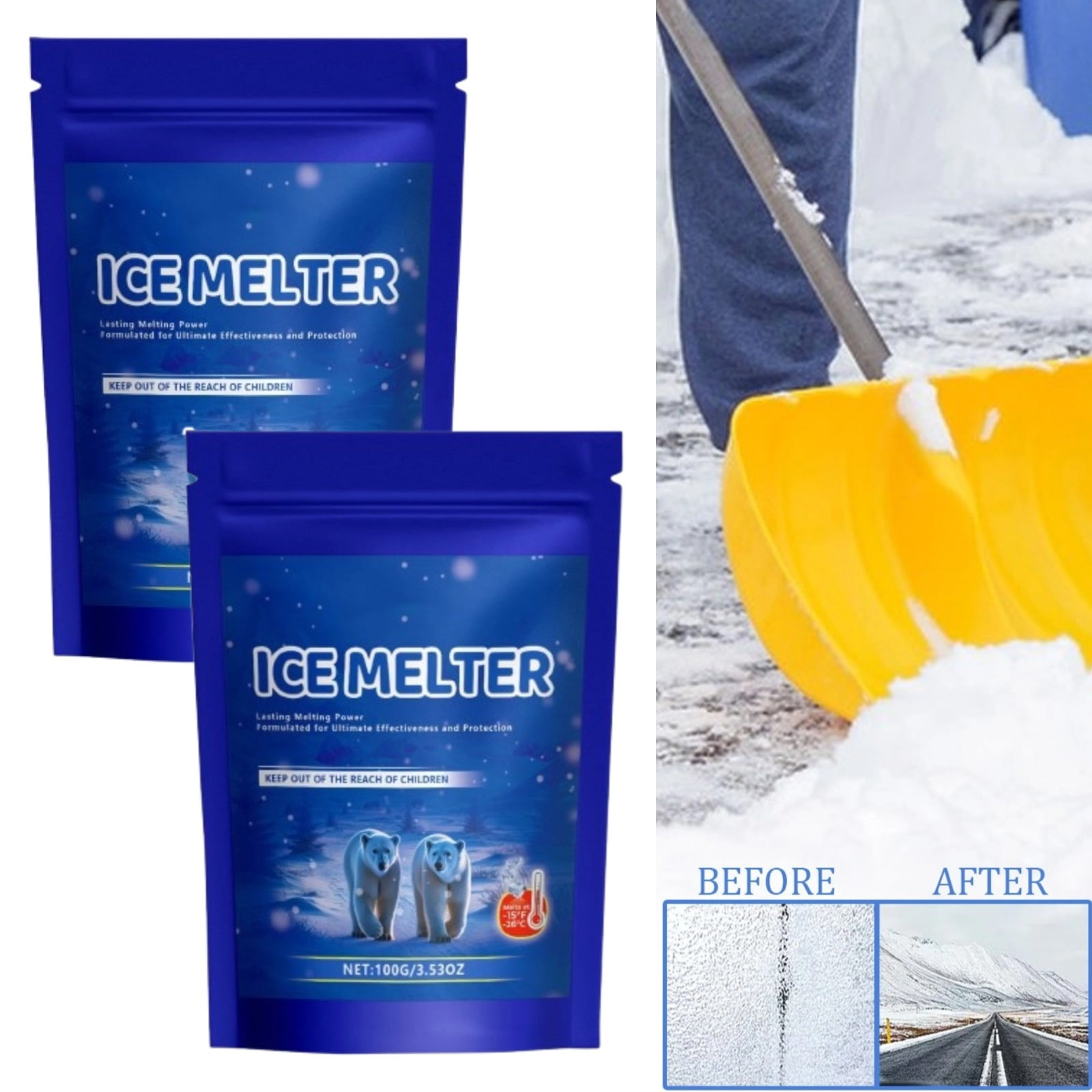 AVYERVO Ice Melt, Pet Safe Ice Melter, Premium Snow Melter, Pure Sodium Chloride, Safer for Pets ...