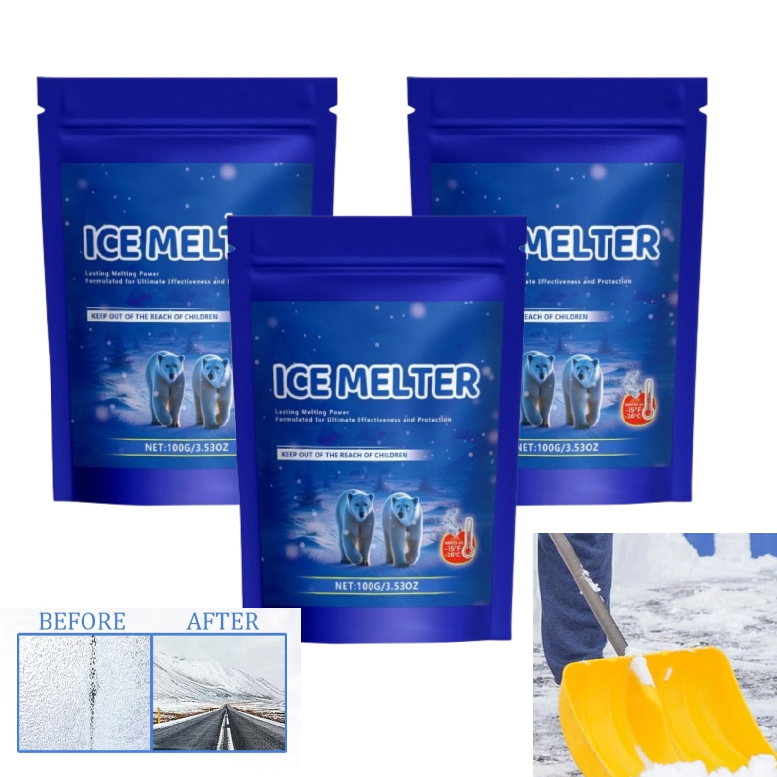 AVYERVO Ice Melt Safer for Concrete, Snow Salt Ice Melter, Salt for ...