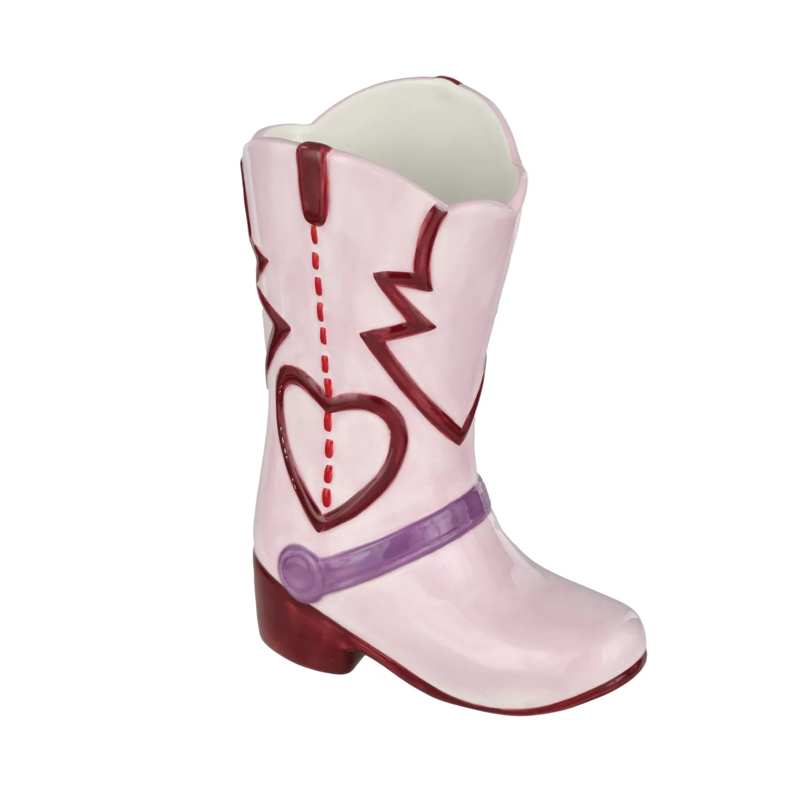 AVYERVO Pink Cowboy Boot Resin Valentine's Vase, 9"H×6"L×4.5"W Eye ...