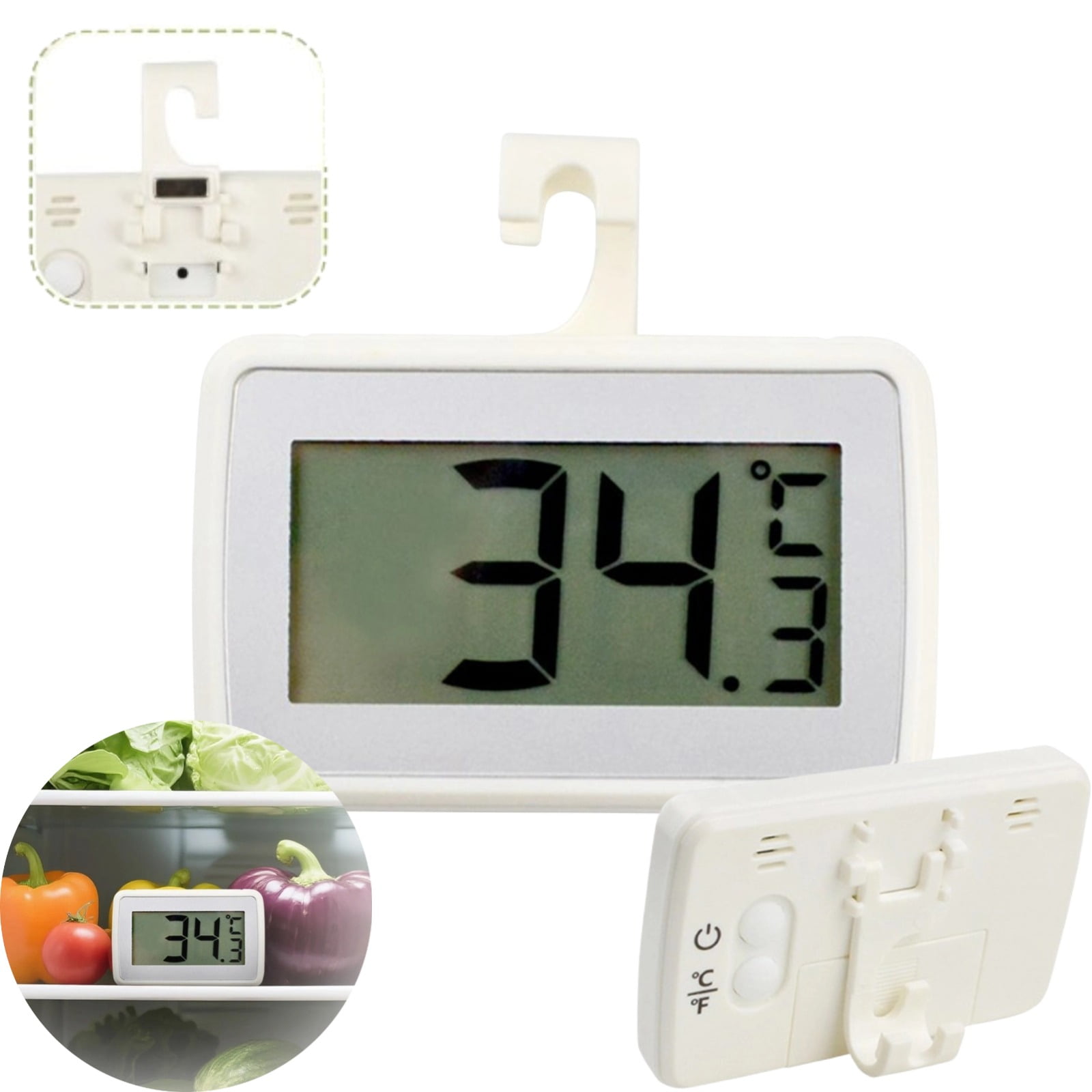 AVYERVO Smart Digital Fridge Freezer Thermometer with 24H Temp Memory - Backlight, Magnet/Hook ...