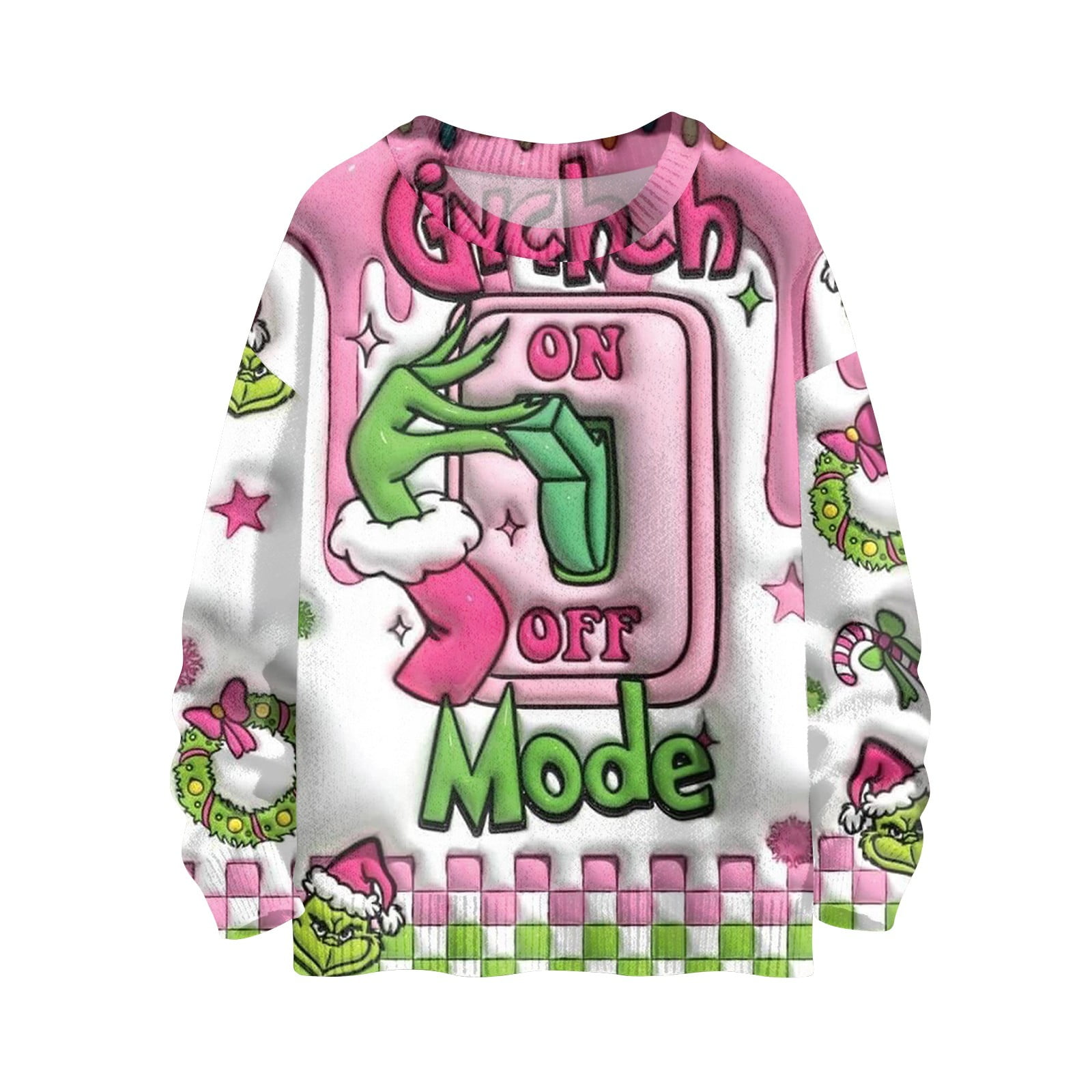 AVYERVO Women's Plus Size Grinch Sweatshirts Ugly Christmas Cute Grinch ...