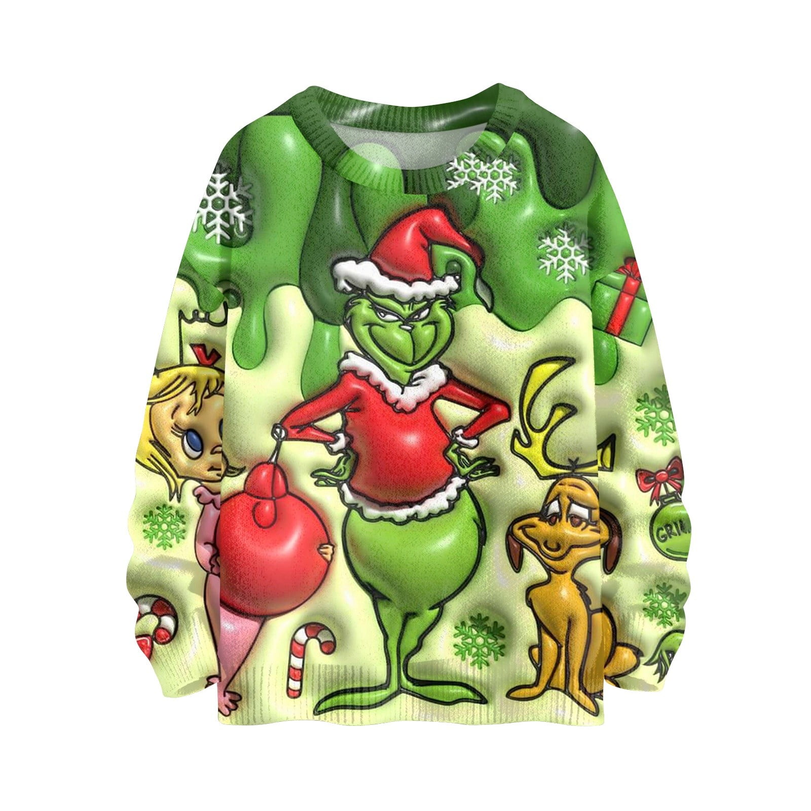 AVYERVO Womens Plus Size Grinch Sweaters Christmas Cute Ugly Christmas ...