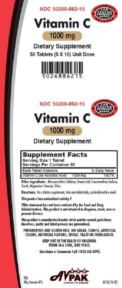 AVkare Vitamin C Tablets, 1000 mg, 50 Count - Walmart.com