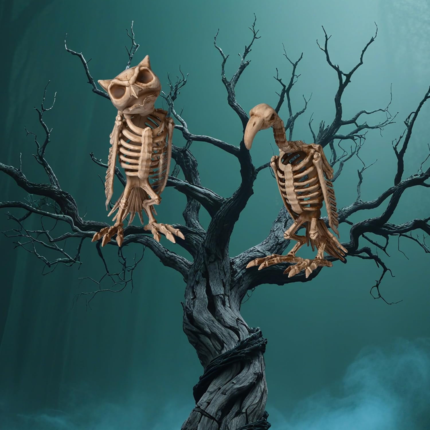 AW 1 Pcs Vulture and 1 Pcs Owl Skeleton Decoration Buzzard Bird Life ...