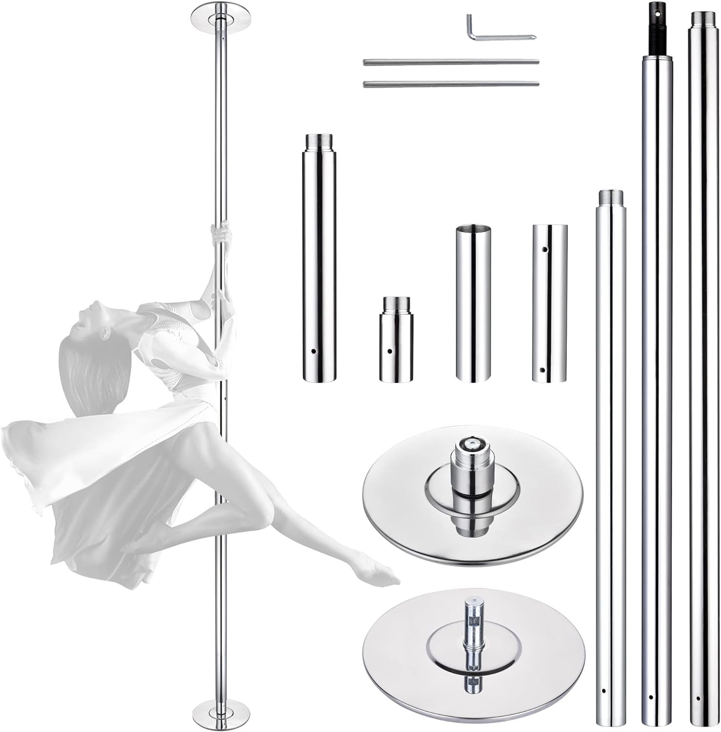 AW 11 FT Spinning Static Dancing Pole Kit w/Extensions Fitness Dance ...