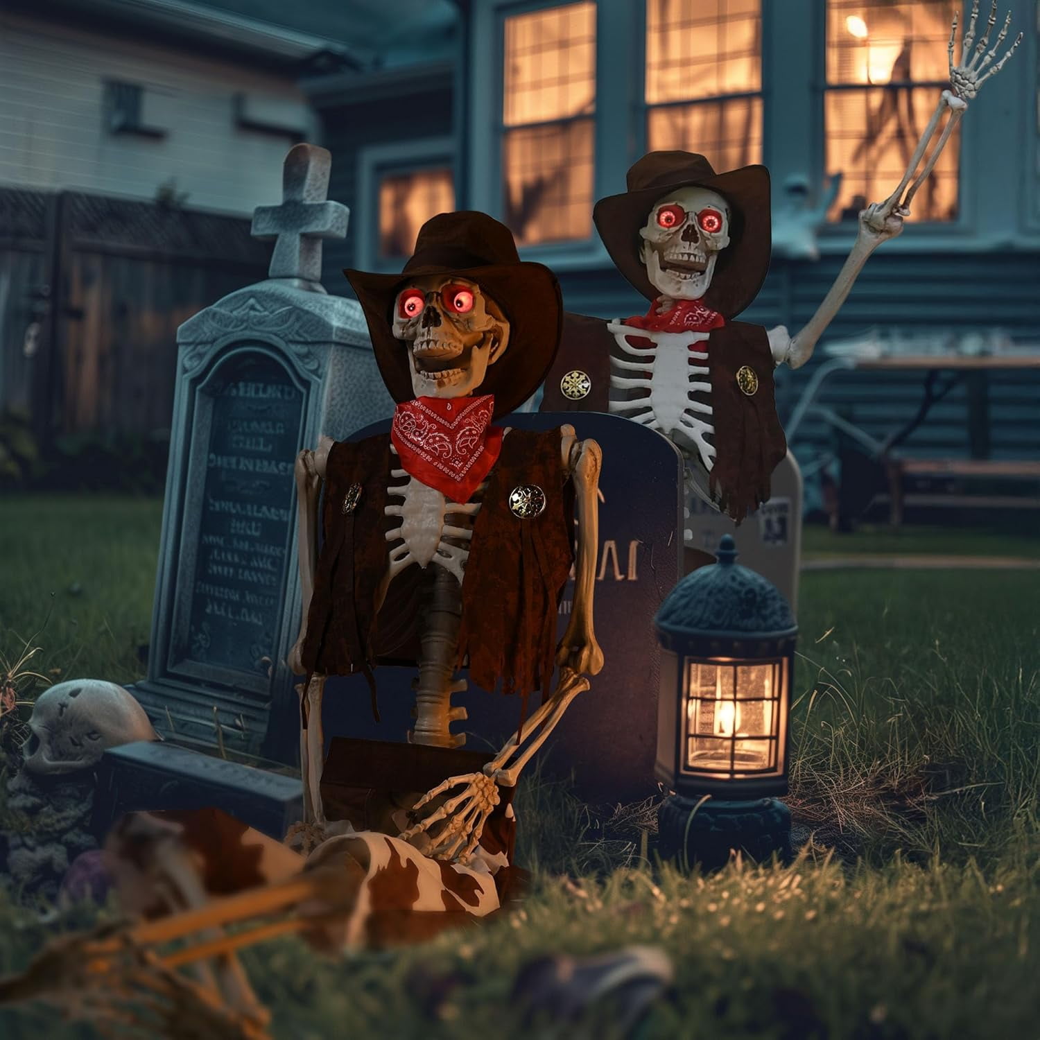 AW 2 Pack Life Size Skeleton Poseable, Full Size Western Cowboy ...