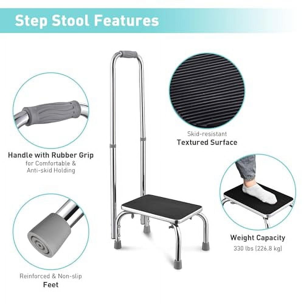 AW 2 Packs Medical Step Stool with Handle 10 Level Height Adjustable ...