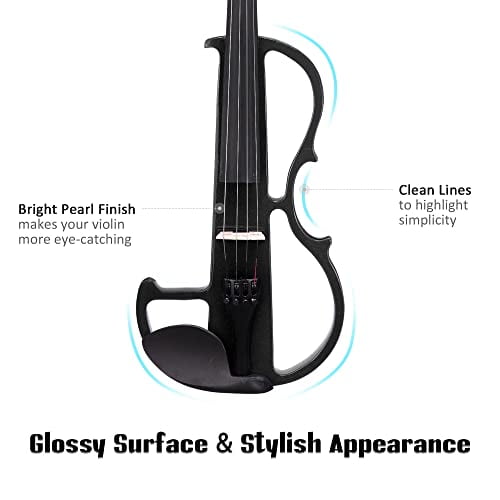 AW 4/4 Electric Violin Full Size Wood Silent Fiddle Musical Instrument ...