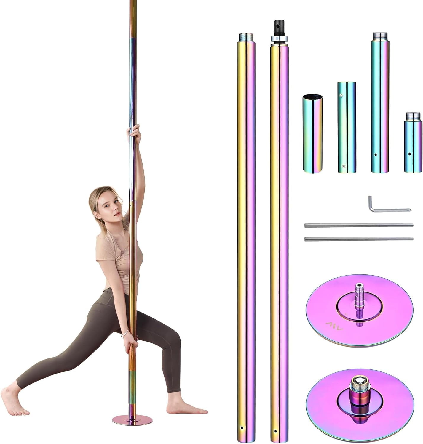 AW 9.25 FT Portable Dance Pole Kit Static Spinning Pole Dancing Pole ...
