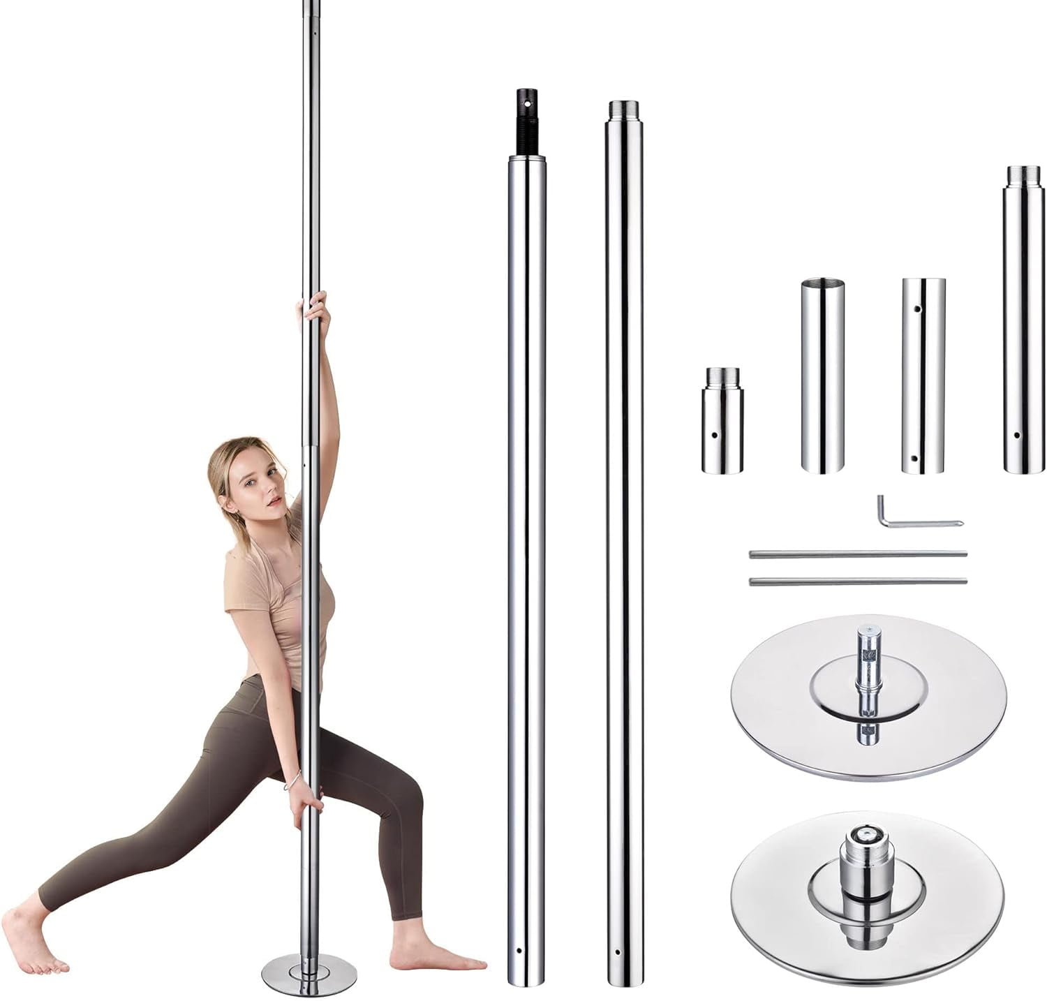 AW 9.25 FT Portable Dance Pole Kit Static Spinning Pole Dancing Pole Strip Poles for Home ...