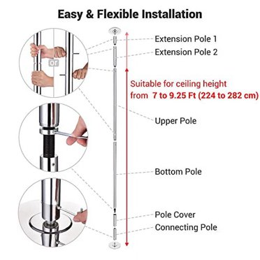 X Dance Professional Dance Pole Fitness Exercise Spinning & Static ...