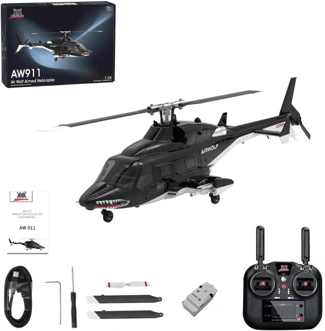 AW-911 Air - wolf 1/34 RC Helicopter Model, 2.4G 9CH Flybarless ...