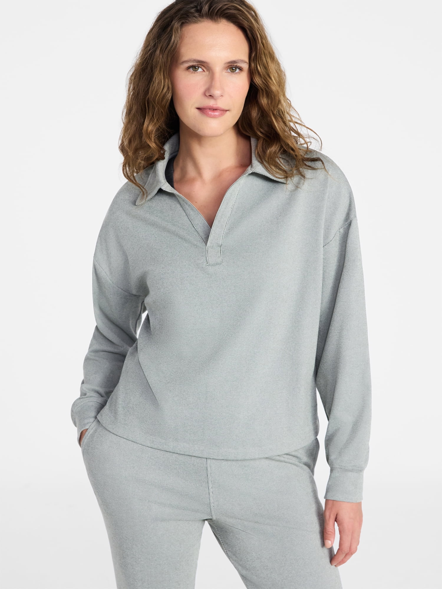 Athletic Works Women's Bi-Color Top with Long Sleeves, Sizes XS-XXXL ...