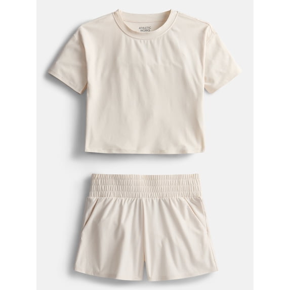 Athletic Works Girls Active ButterCore Tee and Shorts Set, 2 Piece ...