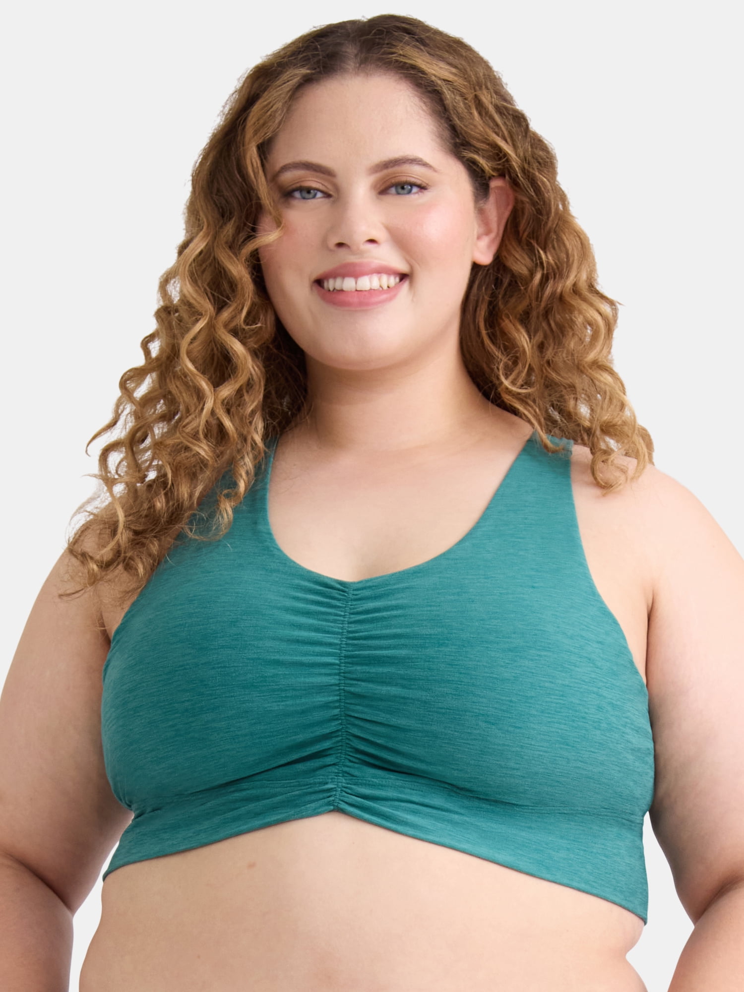 Athletic Works Women's Plus ButterCore Ruched Sports Bra, Sizes 1X-4X ...