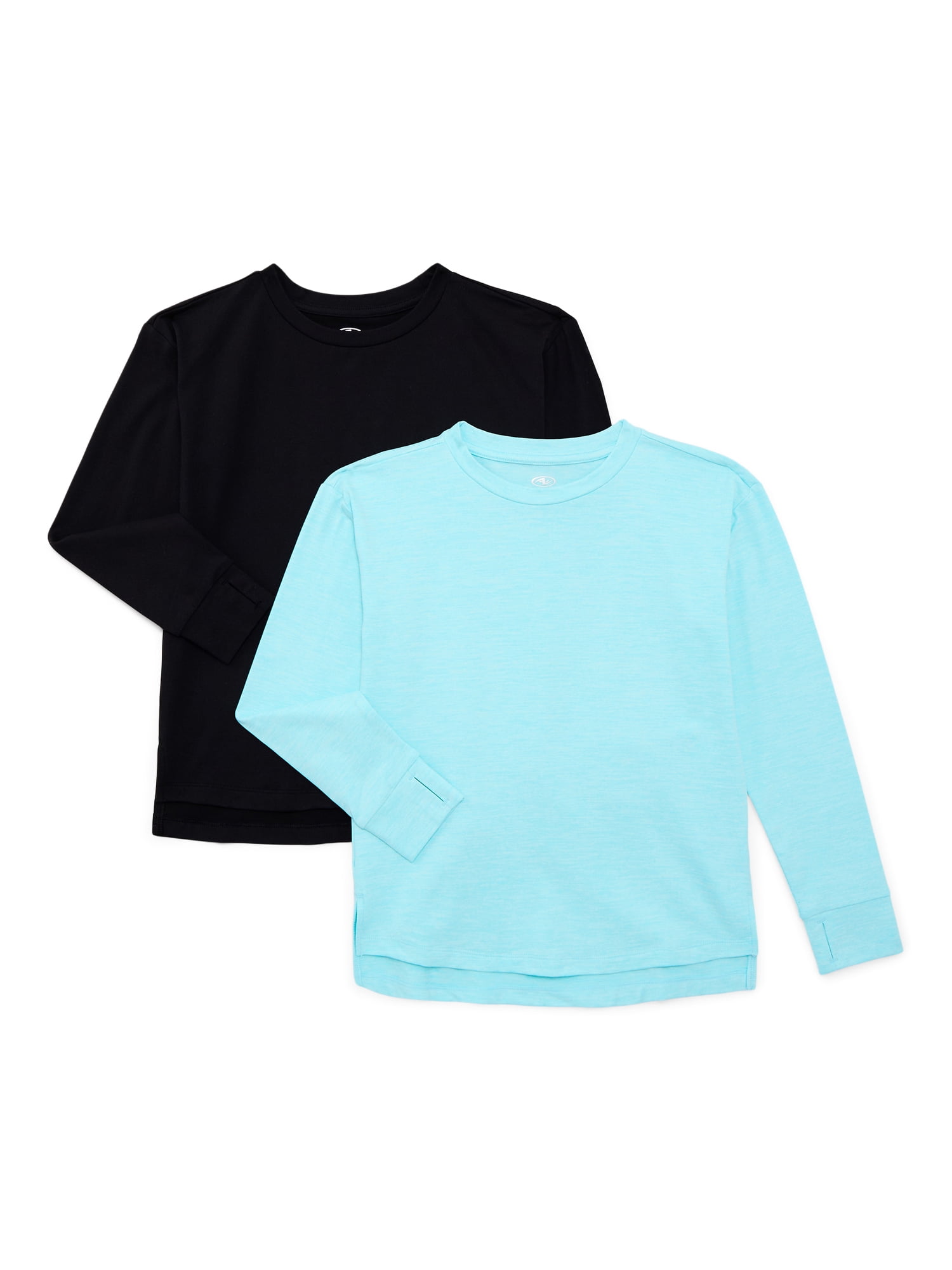 Athletic Works Girls ButterCore Tee with Long Sleeves, 2-Pack, Sizes 4 ...