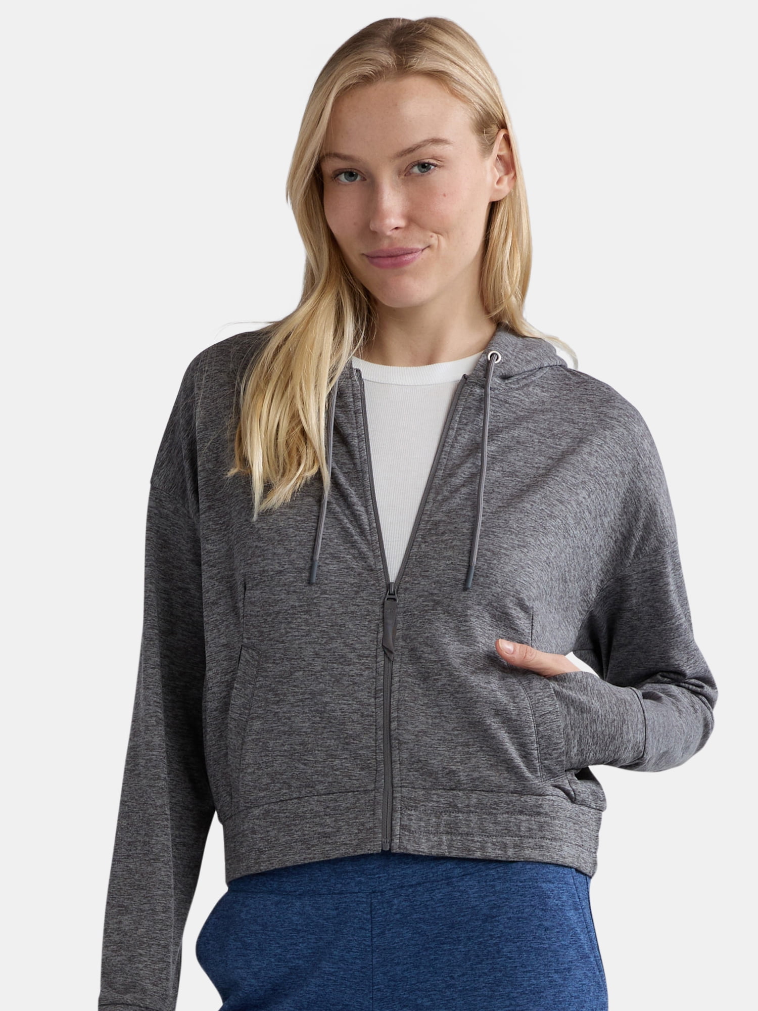 Athletic Works Women's ButterCore Zip Front Hoodie with Long Sleeves ...