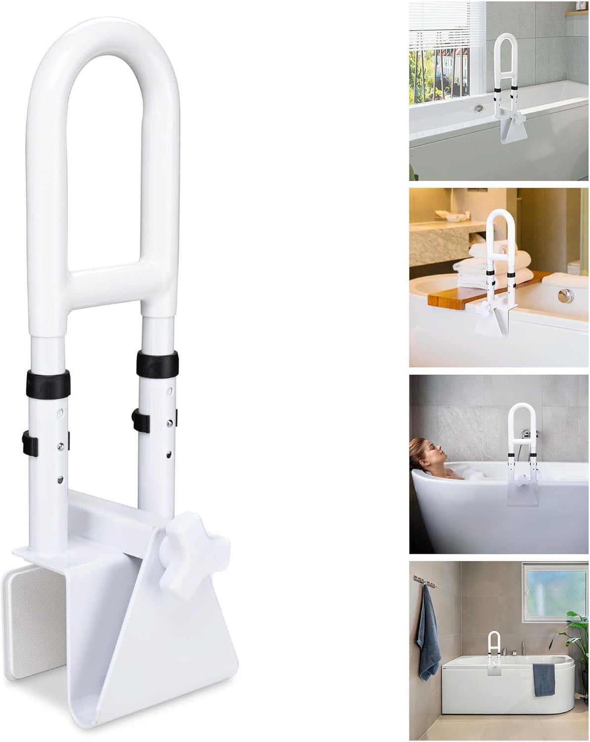 AW Bathtub Handles Safety Grab Bars Handrail Support of 330 lbs Over Side of Tub Adjustable ...