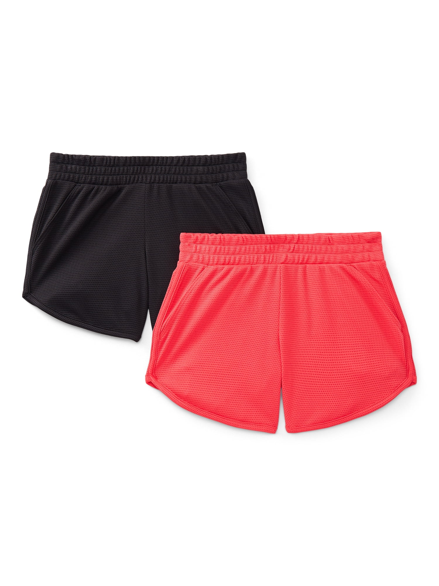 Athletic Works Girls Active Core Shorts, 2-Pack, Sizes 4-18 Plus ...