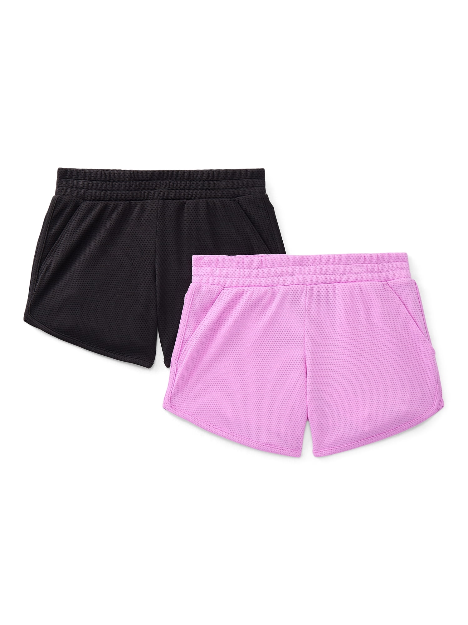 Athletic Works Girls Active Core Shorts, 2-Pack, Sizes 4-18 Plus ...