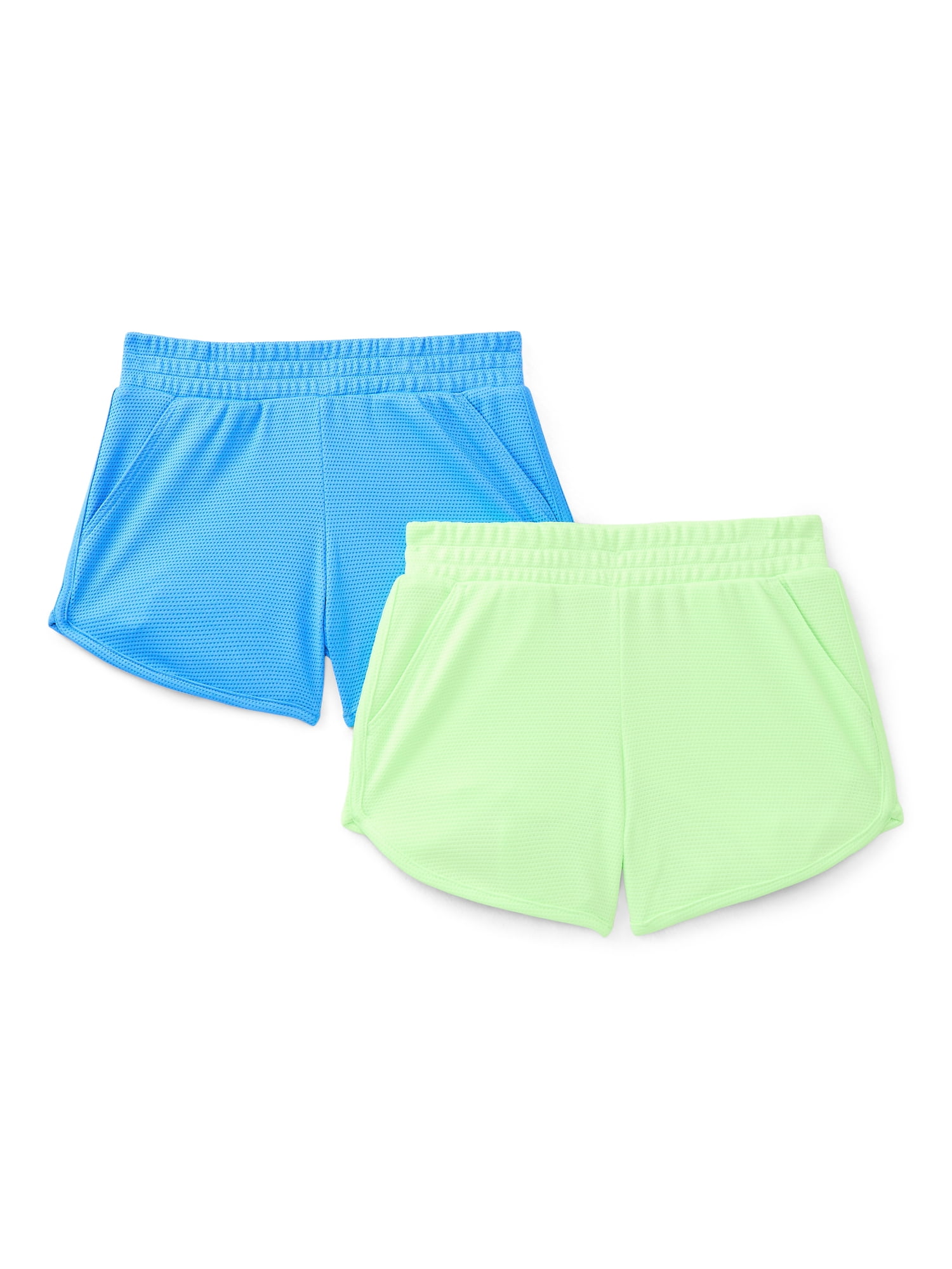 Athletic Works Girls Active Core Shorts, 2-Pack, Sizes 4-18 Plus ...