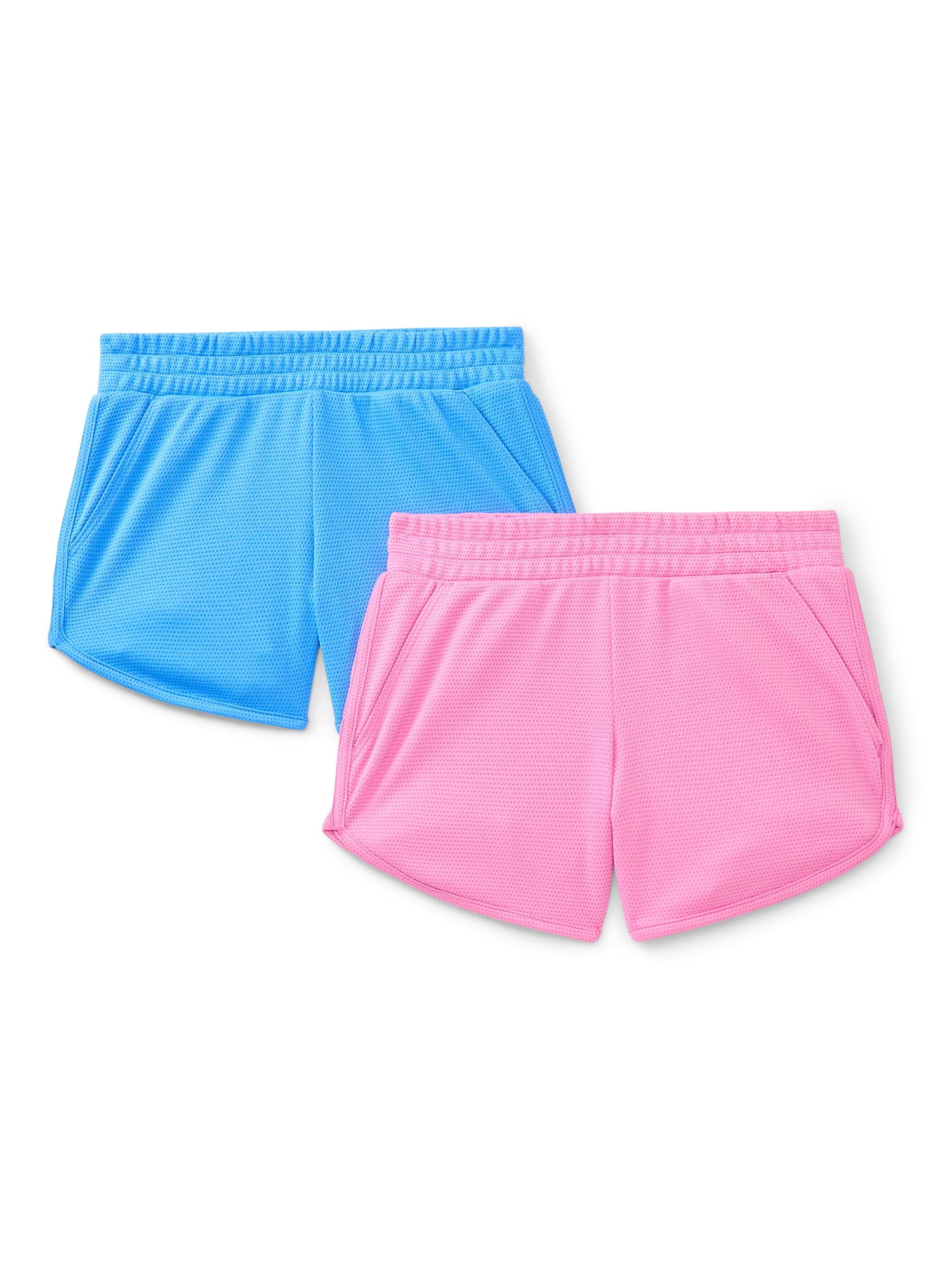 Athletic Works Girls Active Core Shorts, 2-Pack, Sizes 4-18 Plus ...