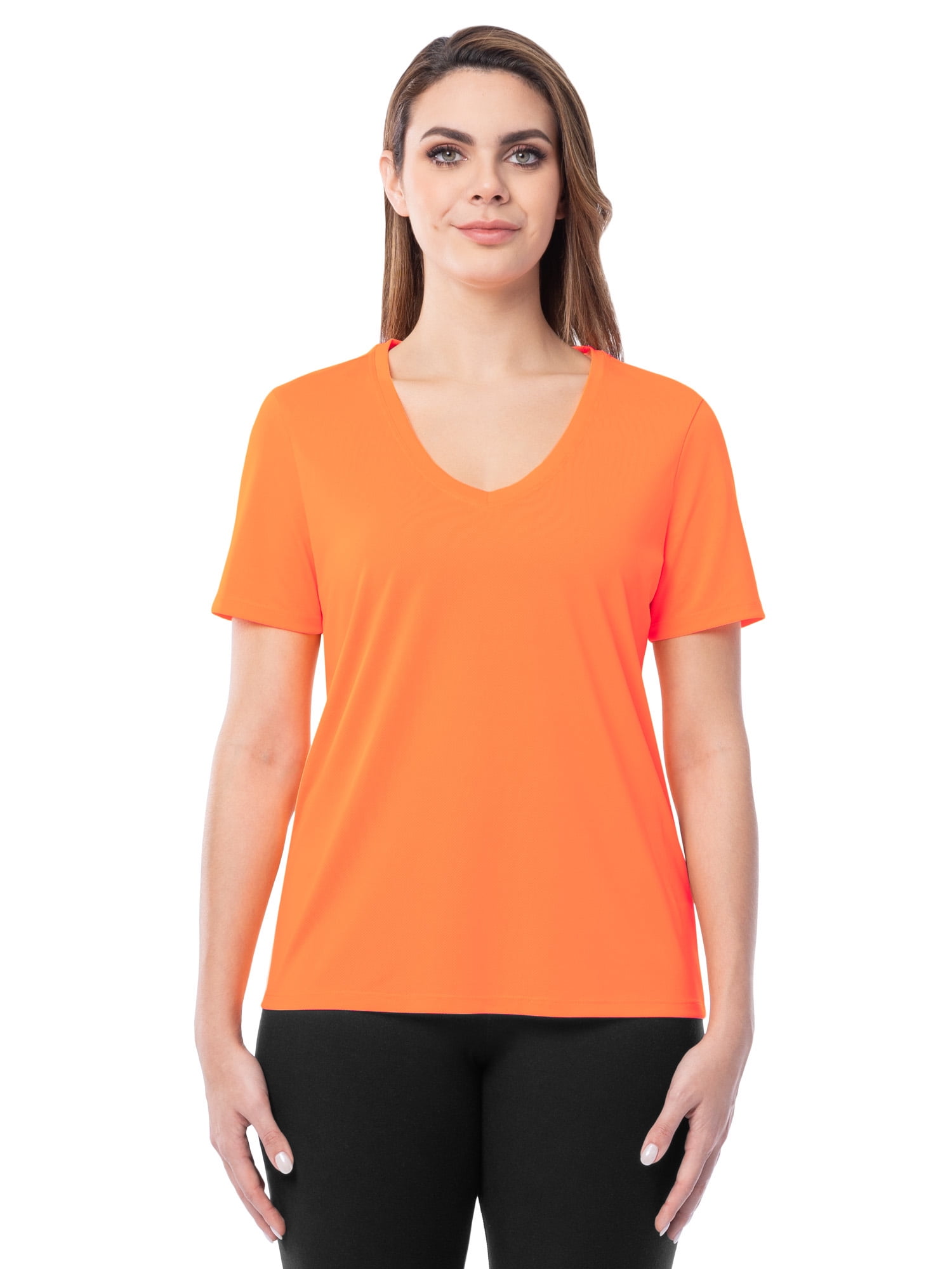 Athletic Works Women's Core Active Texture Knit Short Sleeve V-Neck T ...