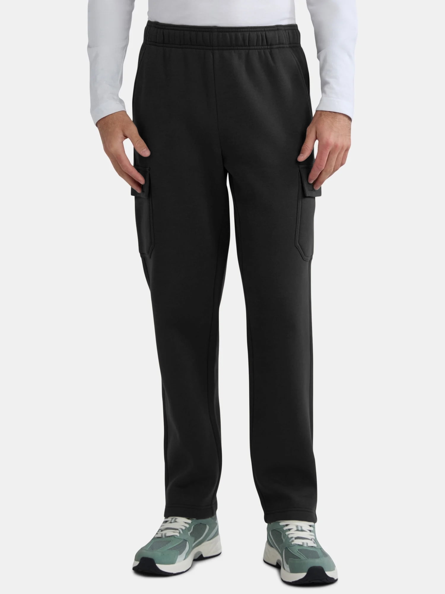 Athletic Works Men's and Big Men's Fleece Cargo Sweatpants, Sizes XS ...
