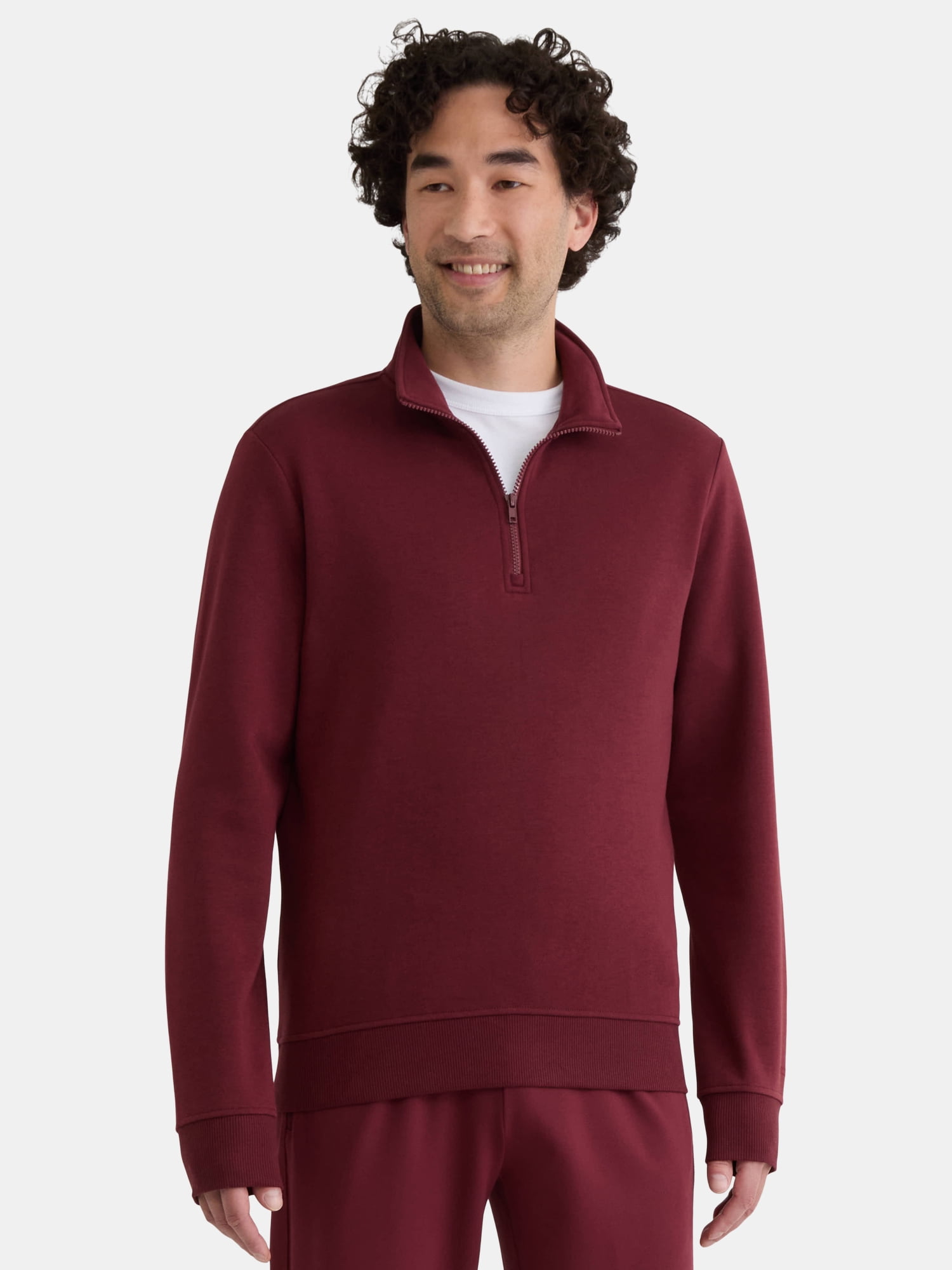 Athletic Works Men's Active Fleece Quarter Zip Sweatshirt, Size XS-5XL ...
