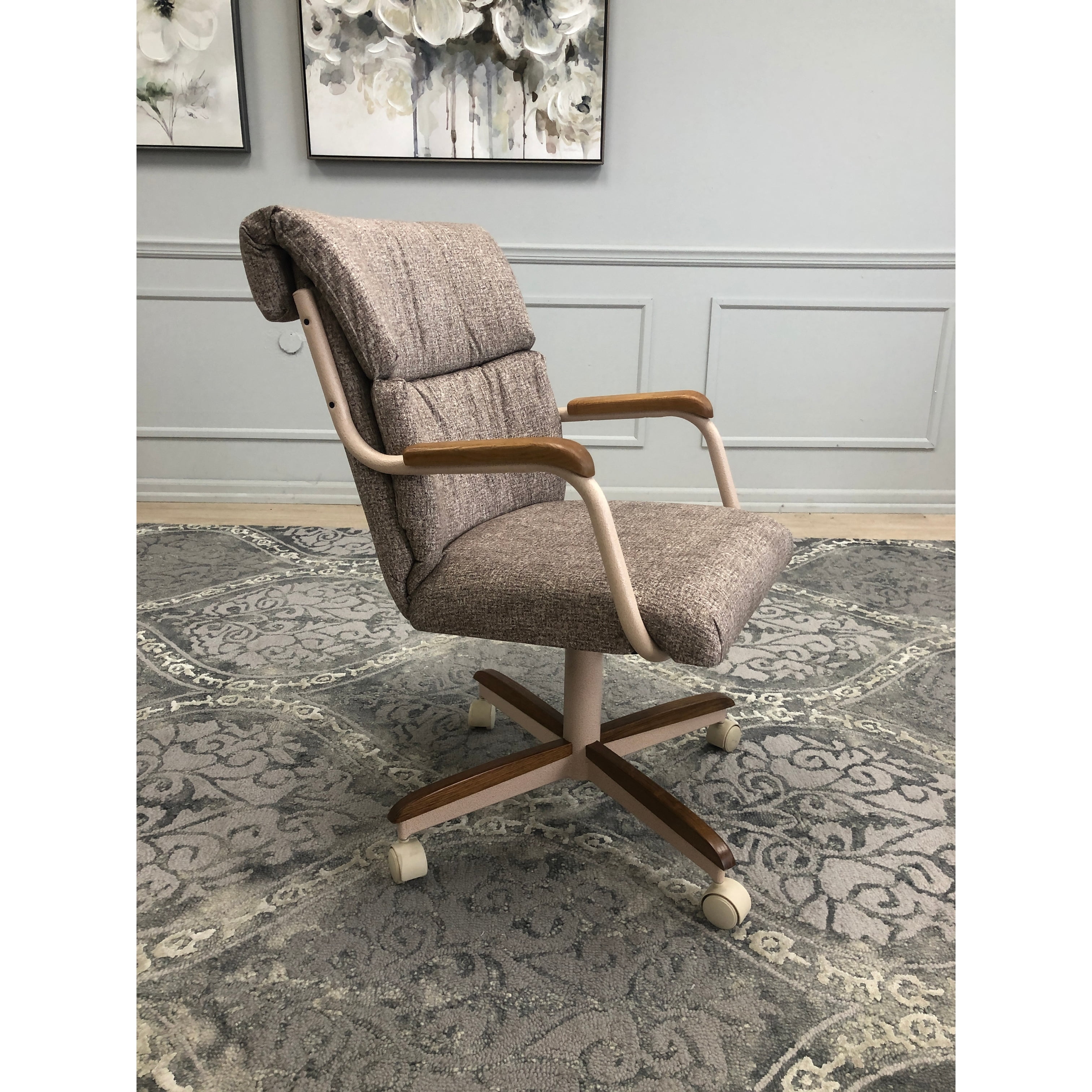 AW FUrniture Casual Brown/Gray Cushion Wood/Metal Office Chair, Caster ...