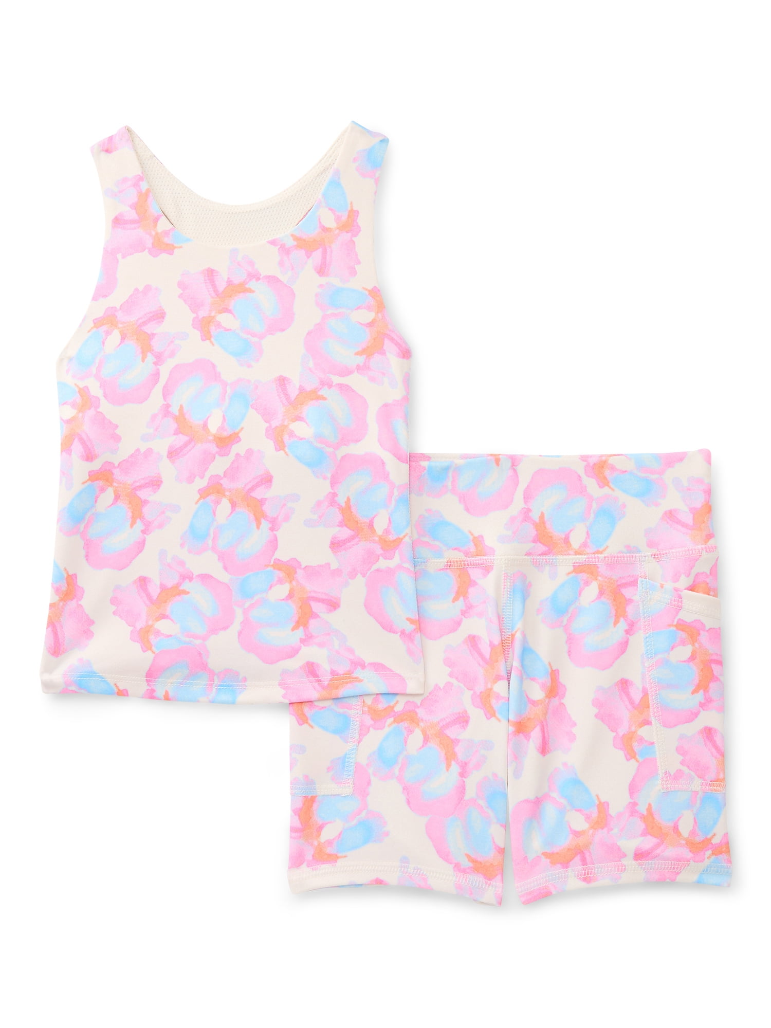 Athletic Works Girls Longline Bra and Bike Shorts Set, 2-Piece, Sizes 4-18 & Plus - Walmart.com