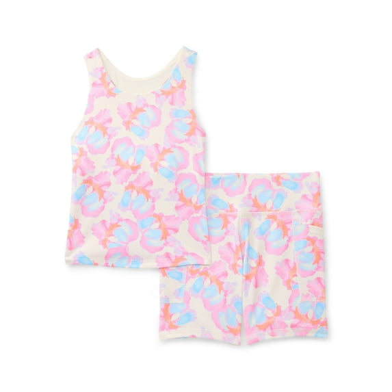 Athletic Works Girls Longline Bra and Bike Shorts Set, 2-Piece, Sizes 4 ...