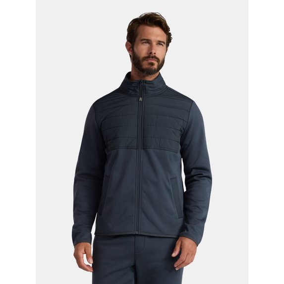 Athletic Works Men's and Big Men's Full Zip Mock Neck Hybrid Jacket ...