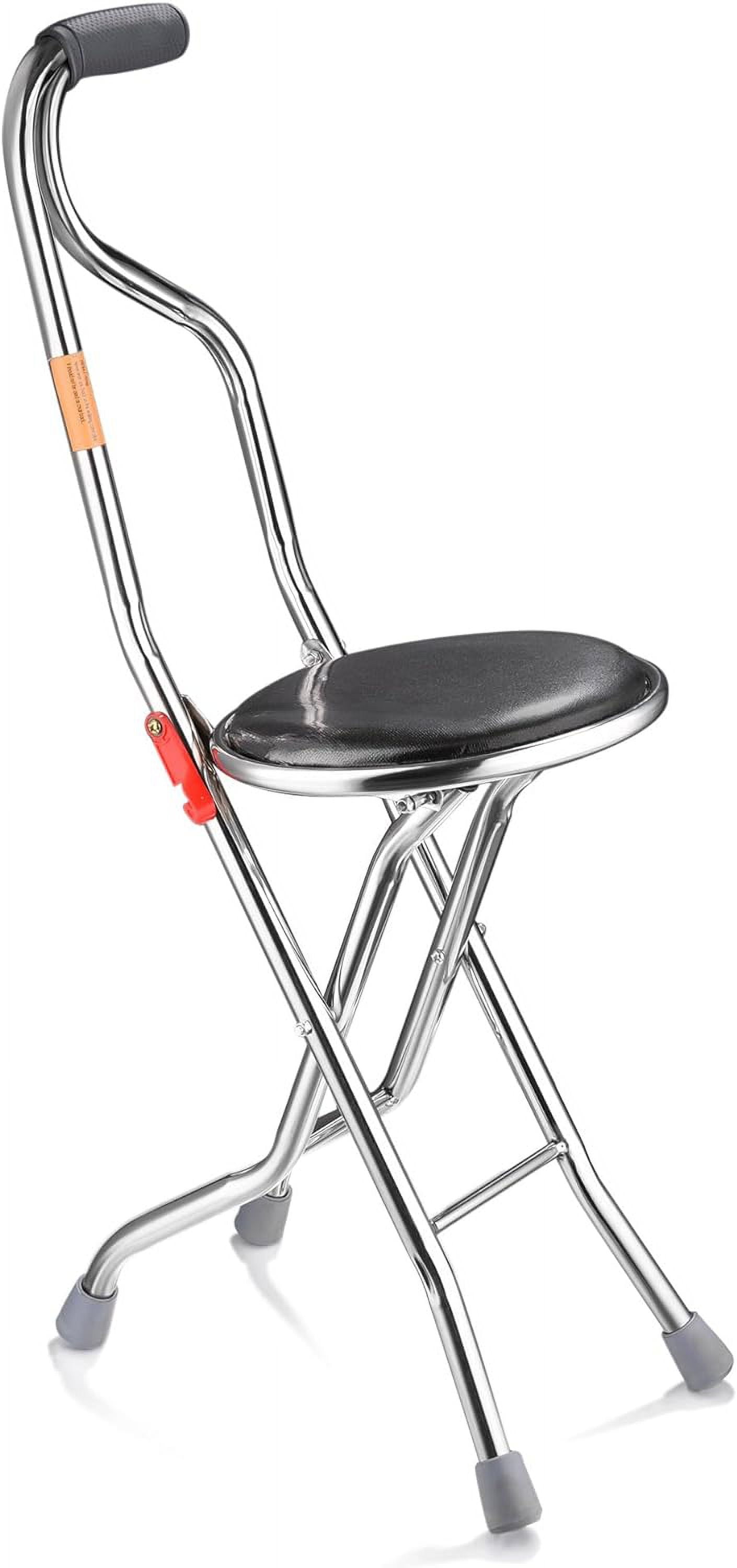 AW Lightweight Folding Walking Cane Stick with Seat Four Legged ...