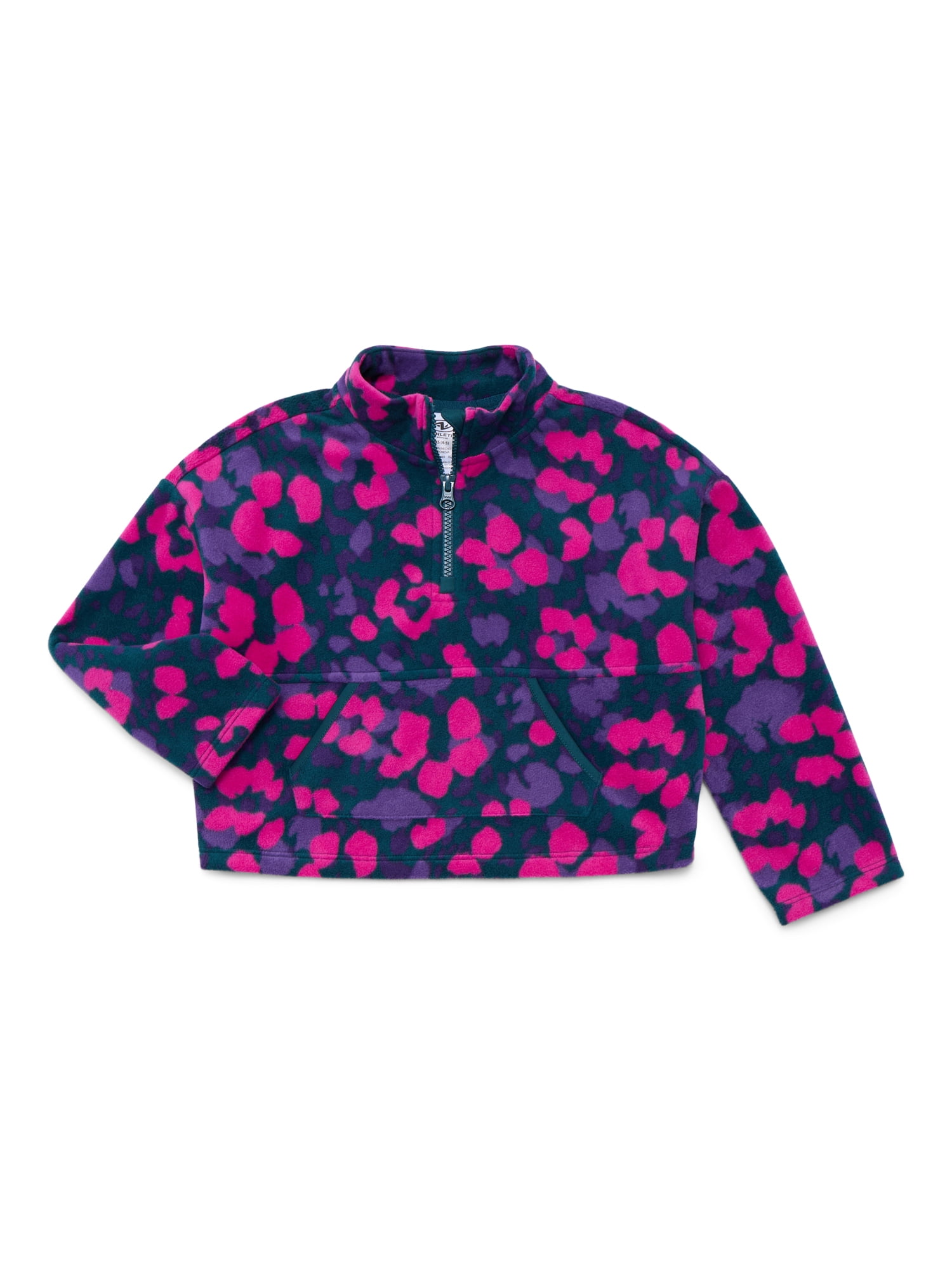 Athletic Works Girls Microfleece Quarter Zip Pullover Jacket, Sizes 4 ...