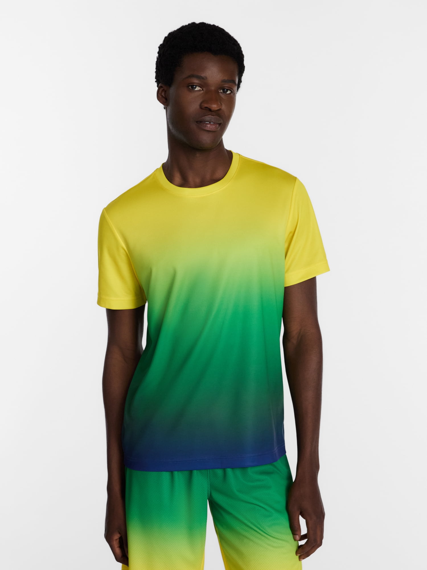 Athletic Works Men's and Big Men's Ombre Mesh Tee, Sizes XS-4XLT ...