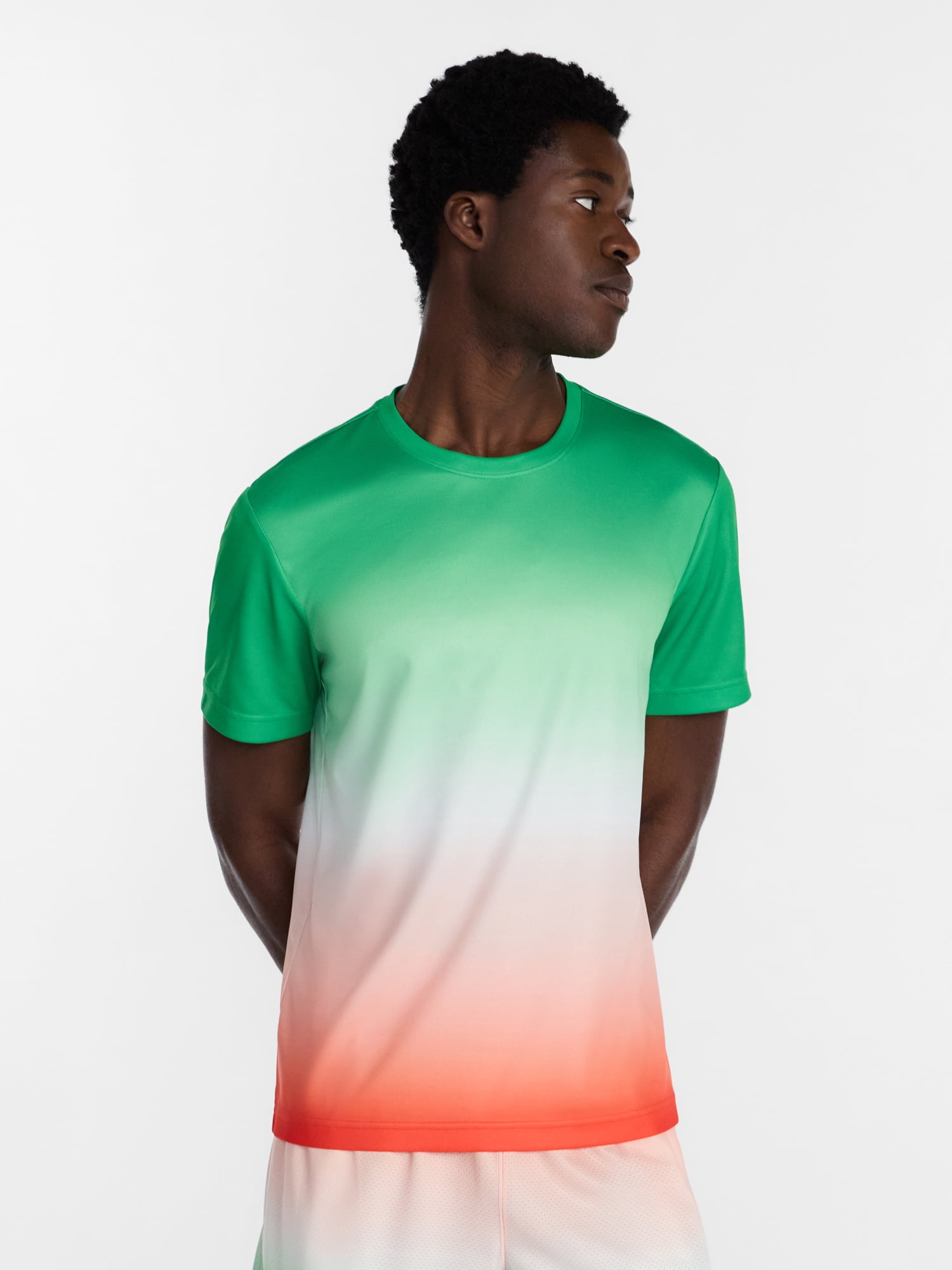 Athletic Works Men's and Big Men's Ombre Mesh Tee, Sizes XS-4XLT ...