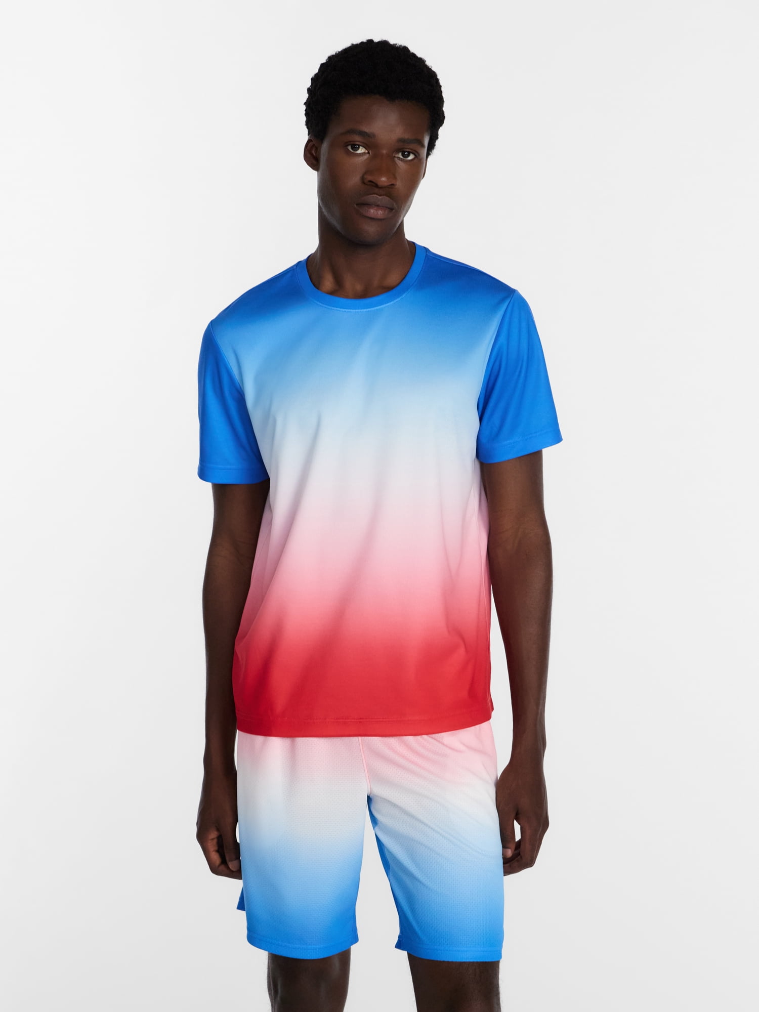 Athletic Works Men's and Big Men's Ombre Mesh Tee, Sizes XS-4XLT ...