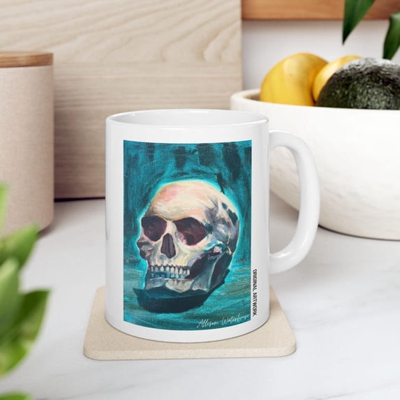 AW Original Artwork Ceramic Mug Unique Art Design Skull mug Goth DE1cor ...