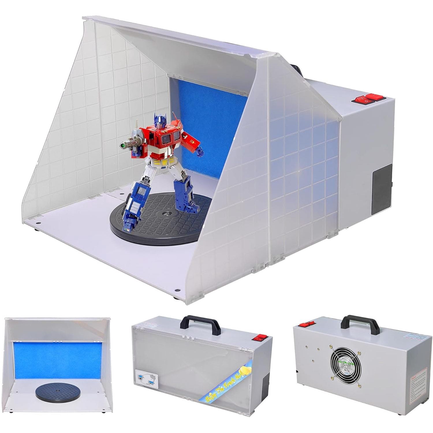AW Portable Airbrush Paint Spray Booth Kit Pro Paint Set with Turn ...