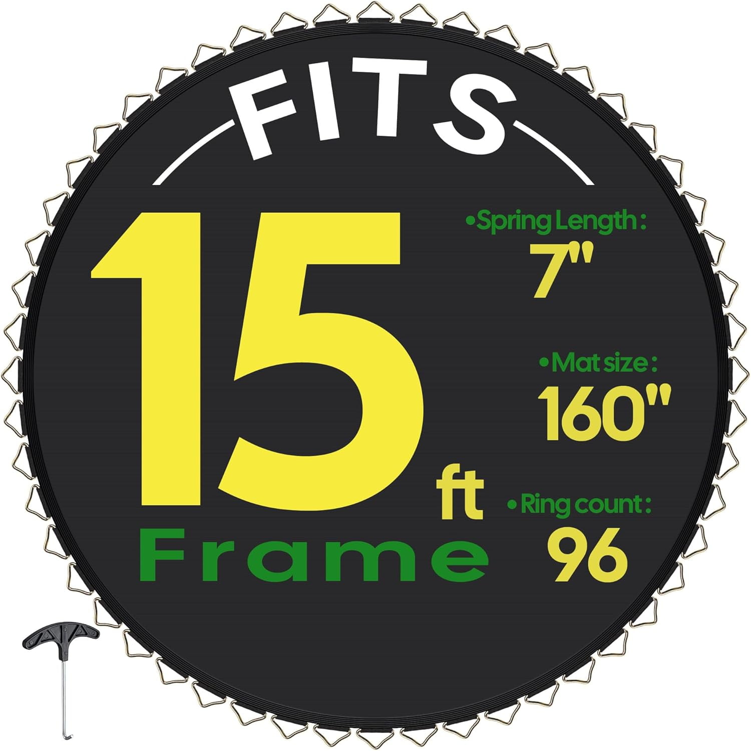 AW Replacement Trampoline Mat with 72/96 V-Ring, Fit 12-15FT Trampoline ...