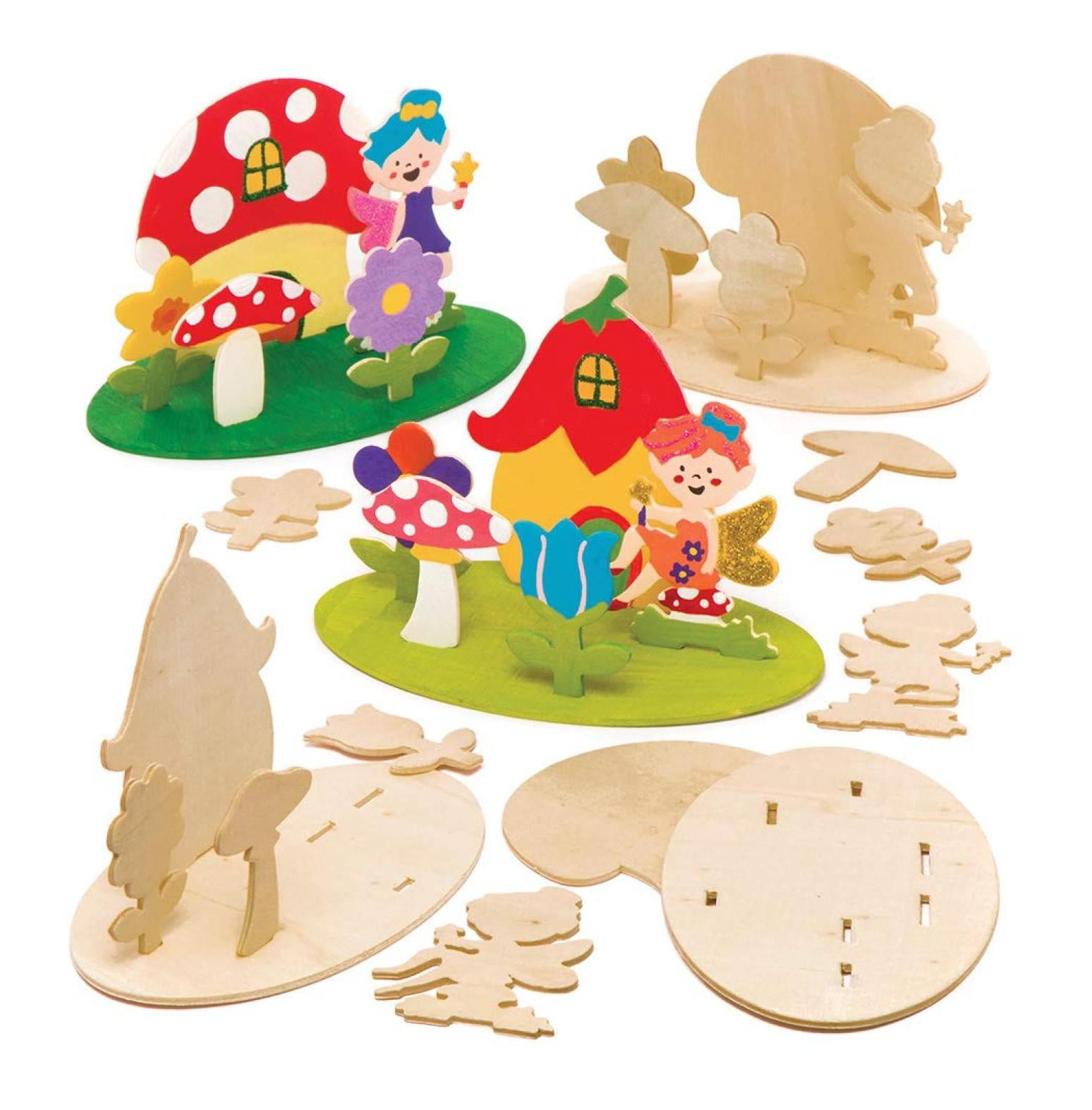 AW283 Wooden 3D Scene Kits - Pack of 4, Woodcrafts for Kids to Design ...