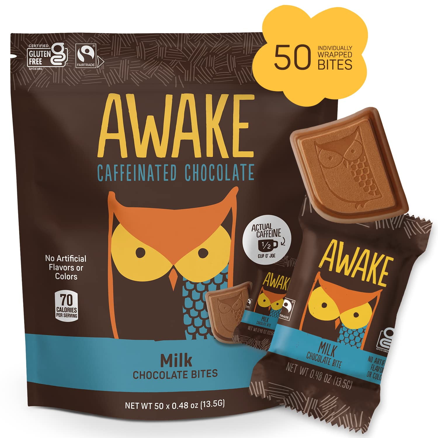 AWAKE - Caffeinated Chocolate Bites - Coffee Alternative - Low Calorie ...